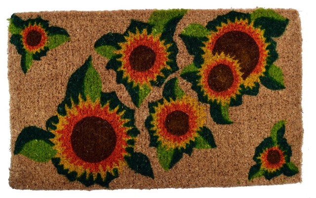 Happy Sunflower Coir Mat - Farmhouse - Doormats - by Imports Decor Inc ...