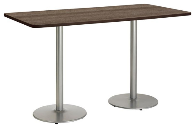 KFI Mode 42" x 72" Conference Table White Round Silver Base Bistro ...