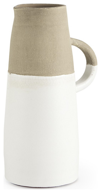 10" Rustic Organic White and Natural Decorative Jug - Farmhouse - Vases ...