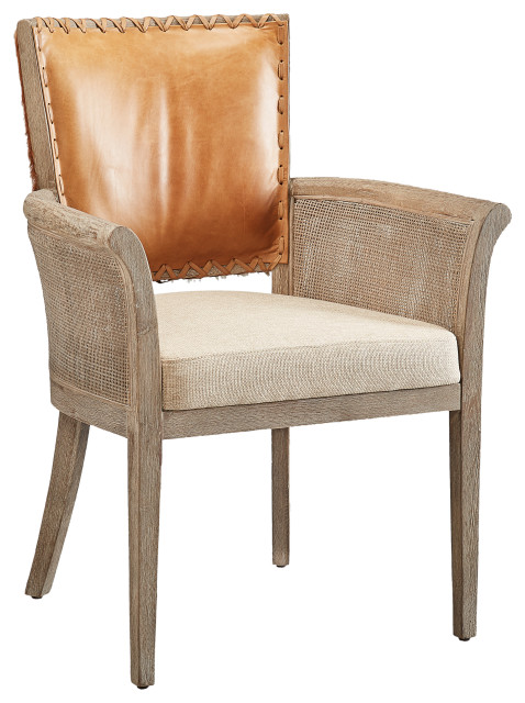 Austin Hair On Hide Leather & Linen Host Arm Chair with Oak Frame ...