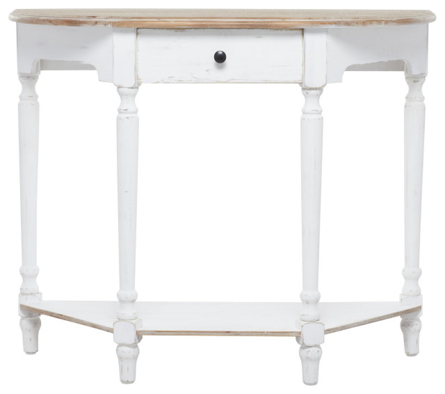 Farmhouse Console Table, Turned Legs & Storage Drawers, Distressed ...