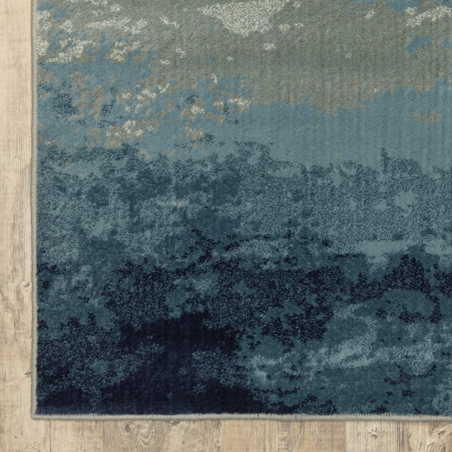 9' x 12' Blue Beige Machine Woven Abstract Skies Indoor Area Rug ...