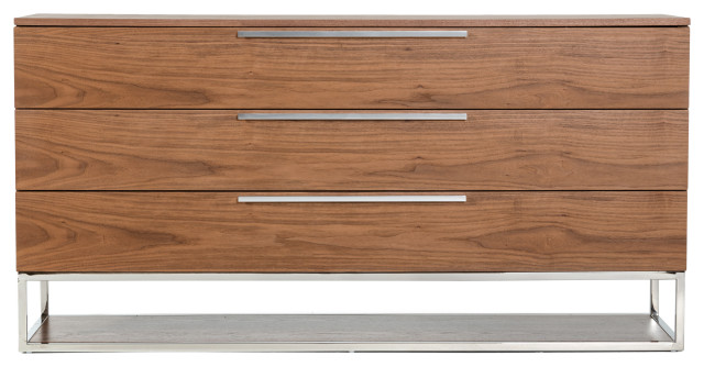 Modrest Heloise Contemporary Walnut and Stainless Steel Dresser ...