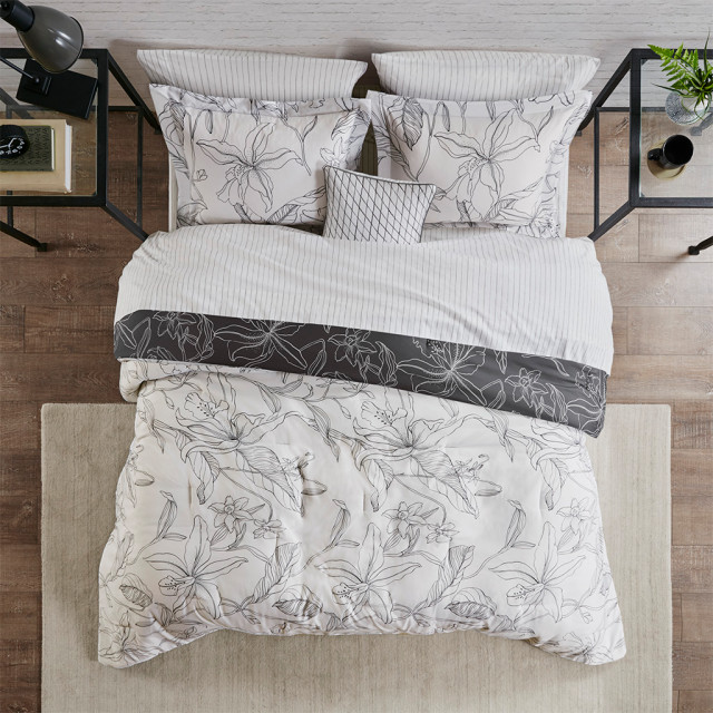 Madison Park Essentials Lilia 9 Piece Reversible Comforter Set with Bed ...