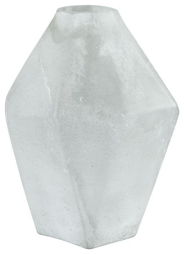 Medium Diamond Shaped Glass Vase Made Of Glass In Textured White Color ...
