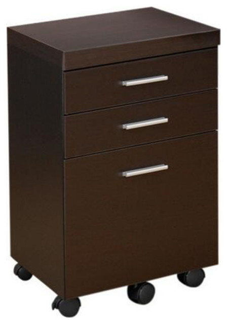3-Drawer Mobile File Cabinet in Cappuccino - Transitional - Filing ...
