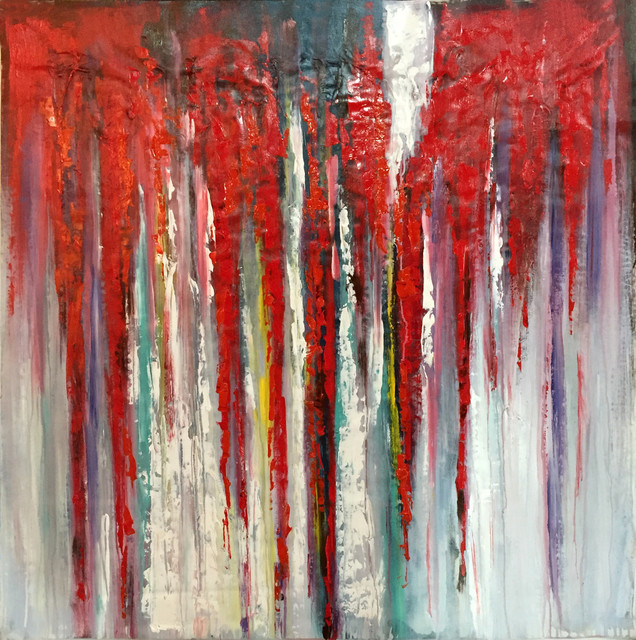 "Red Drips" Hand Painted Oil Canvas Artwork; Modern Art; Fine Art ...