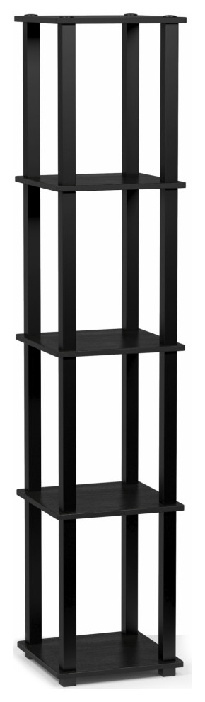 5-Tier Corner Square Rack Display Shelf With Square Tube, Americano ...