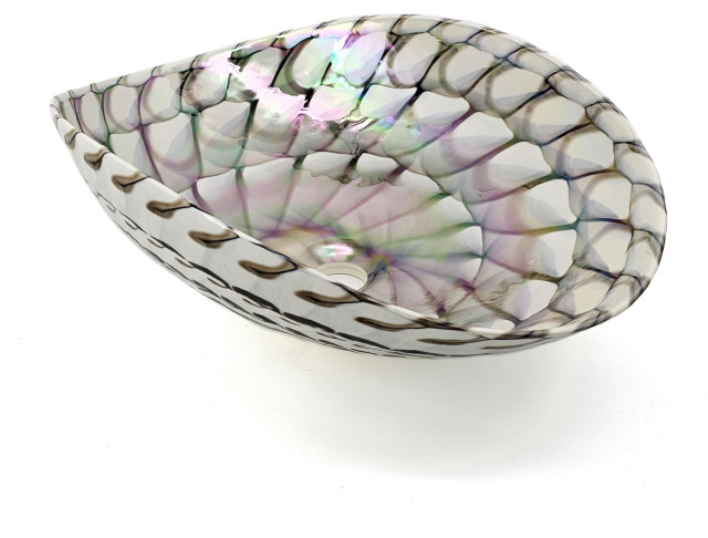 19" Murano Glass Art Vessel Seashell Pattern Bathroom Sink ...