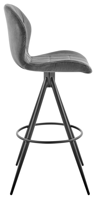 26" Charcoal Gray and Black Microfiber Squared Channel Bar Stool ...