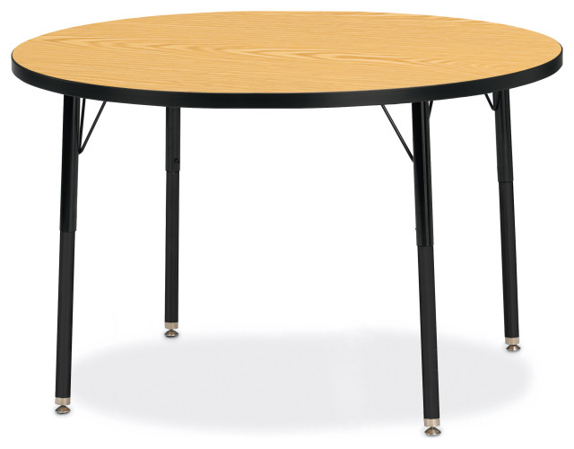 Berries Round Activity Table - 42" Diameter, A-height - Oak/Black/Black ...