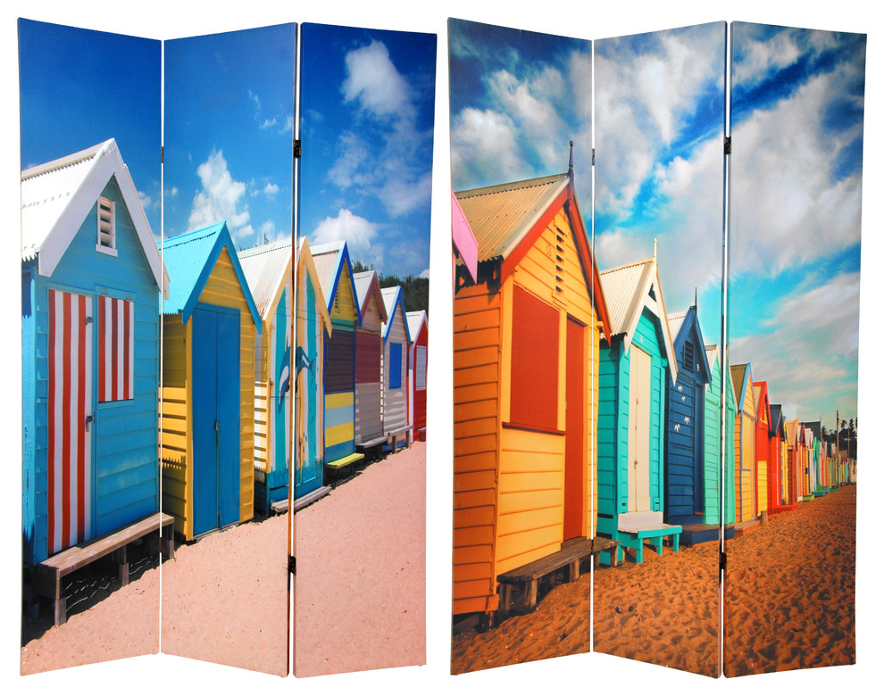 6' Tall Double Sided Beach Cabana Room Divider - Beach Style - Screens ...