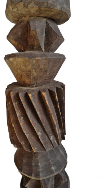 Consigned Carved Wood Tribal Post on Stand - Southwestern - Decorative ...
