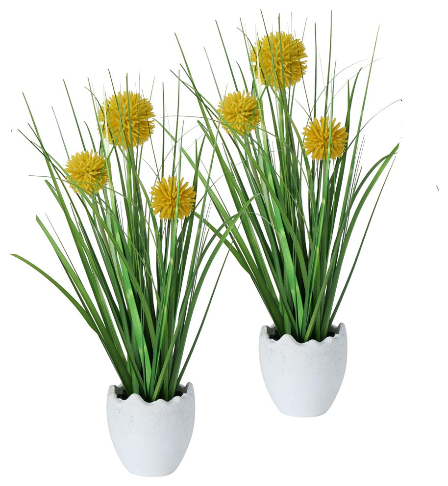 2 Piece Billy-Button Pom -pom Grass Artificial Plant - Rustic ...