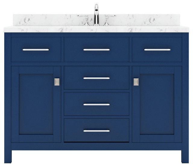 Caroline 48" Bath Vanity in French Blue, Quartz Top, Sink, MS-2048-CMRO ...
