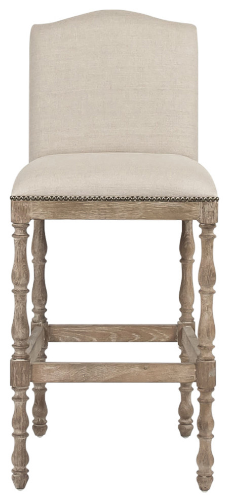 Aria Bar Stool, Natural Linen - French Country - Bar Stools And Counter ...