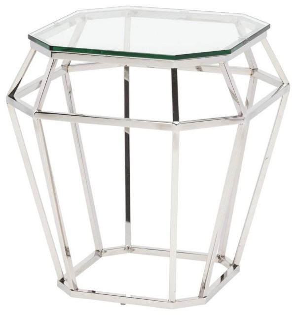 Diamond Side Table With Tempered Glass - Contemporary - Side Tables And ...