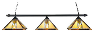 Toltec Lighting 3-Light Bar, Square Fitters, 14" New Deco Tiffany Glass ...