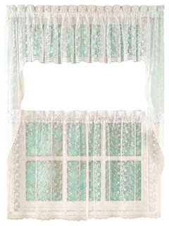 Priscilla Lace White Kitchen Curtain - Traditional - Curtains - by ...