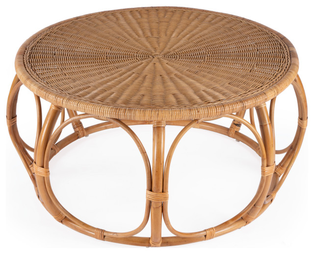 Savannah Woven Rattan Round Coffee Table - Tropical - Coffee Tables ...