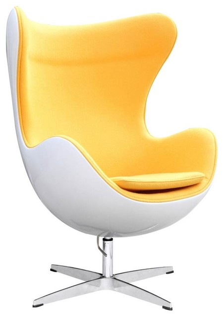 Modern Classics Fiesta Fiberglass Chair In Wool, Yellow, 43"H x 34"W x ...