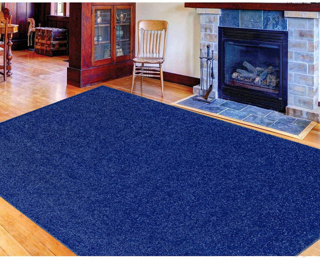 Color World Collection Way Solid Color Area Rugs, Neon Blue, 6' x 8 ...