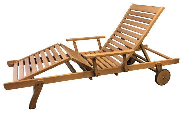 Hampton Teak Chaise Lounge, Natural - Transitional - Outdoor Chaise ...