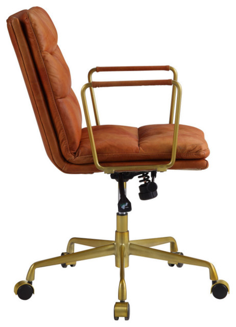 Dudley Executive Office Chair Rust Top Grain Leather - Contemporary ...