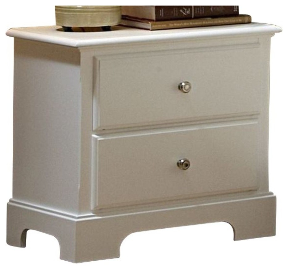 2 Drawer Wooden Night Stand, White - Transitional - Nightstands And ...