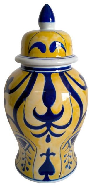 Yellow/Blue Temple Jar, Bold - Asian - Decorative Jars And Urns - by ...