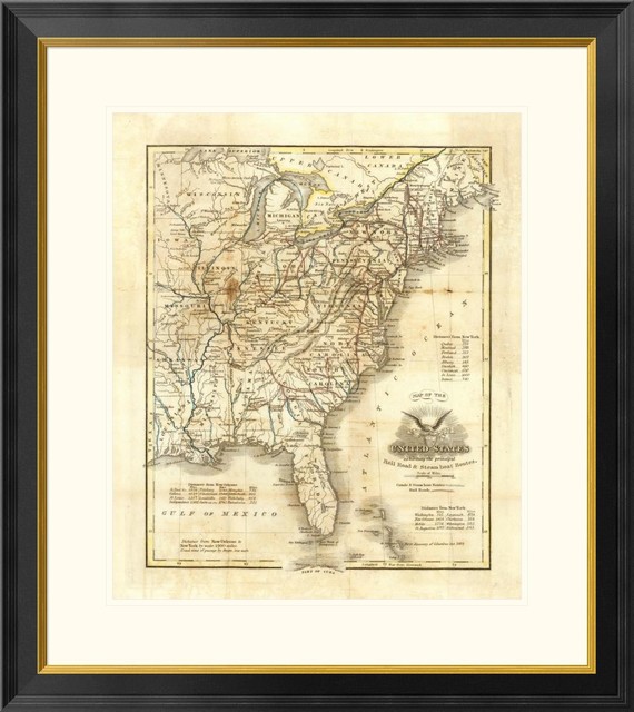"Map of The United States, 1845" by John Warner Barber, 24x26", 28"x1.5 ...