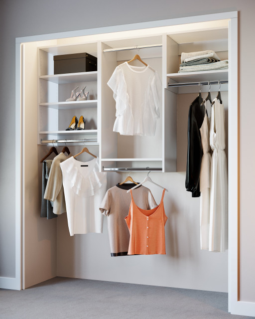 Modular Closet System Wall-Mounted Closet Hanging Organizer For 66"- 96 ...