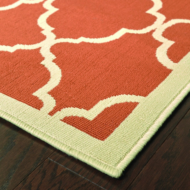 Riviera 4770D Orange/Ivory Rug, Rectangle 3'7" x 5'6" - Contemporary ...