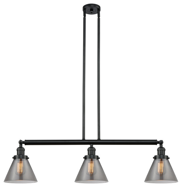 Large Cone 3 Light Island Light In Matte Black (213-Bk-G43 ...