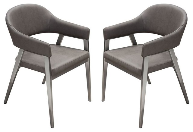 Diamond Sofa Adele Dining/Accent Chairs, Gray Leatherette, Set of 2 ...