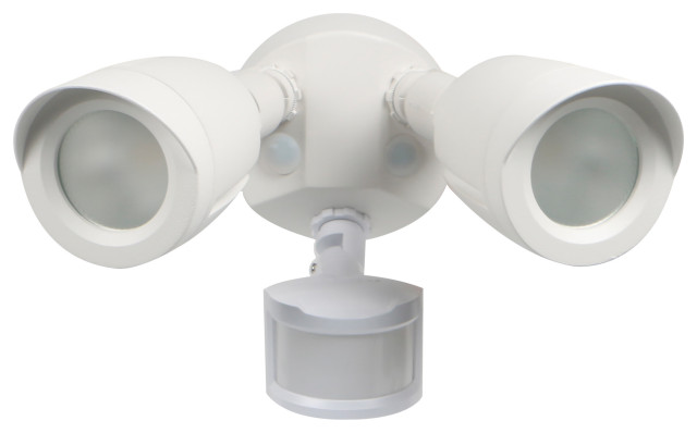 LED Security Light - Dual Head - Motion Sensor Included - White Finish ...