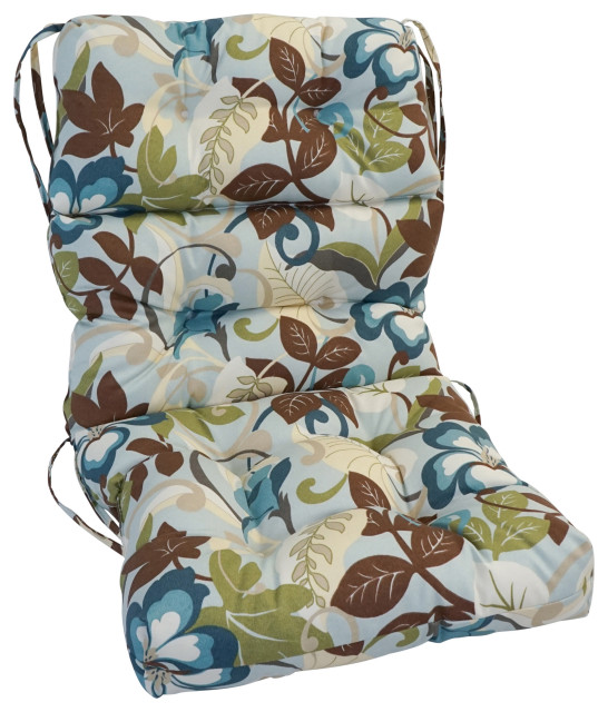 18"X38" Polyester Outdoor Tufted Chair Cushion, Earth And Sky Palm ...
