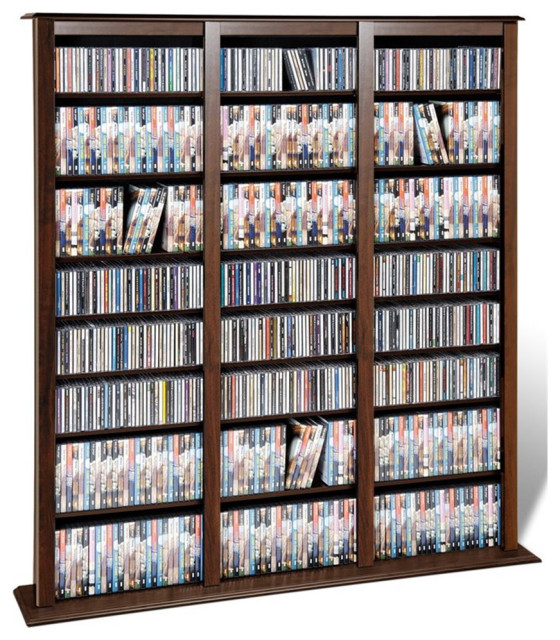 Atlin Designs Modern Wood 64" Triple Media Storage Rack in Espresso ...