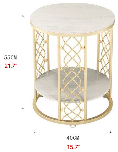 Marble Wrought Round Small Coffee Table, Dia15.7" - Contemporary ...