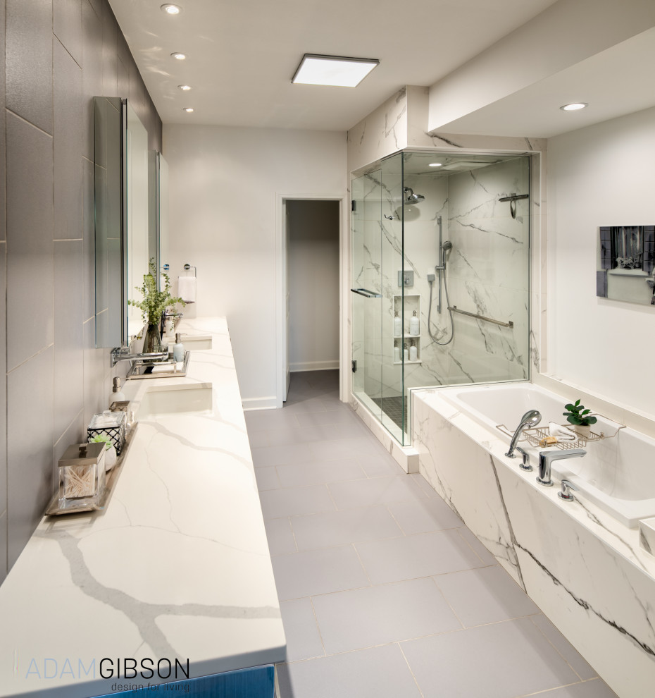 Modern Bath with Blue Floating Vanity - Modern - Bathroom ...