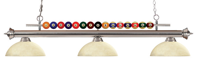 Shark Collection 3 Light Billiard Light in Brushed Nickel Finish ...