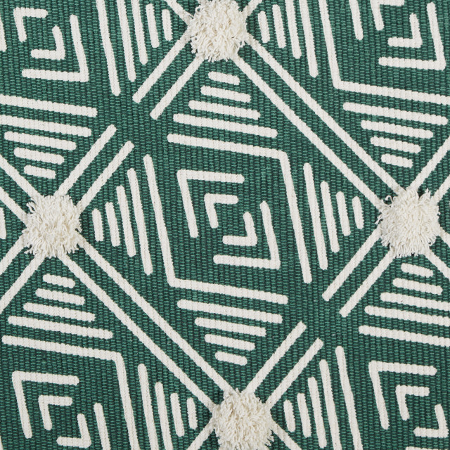 Teal Diamond Printed Off-White Hand-Loomed Shag Rug 4x6 ft ...