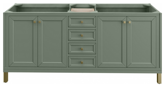 72 Inch Modern Farmhouse Green Double Sink Bathroom Vanity Marble ...