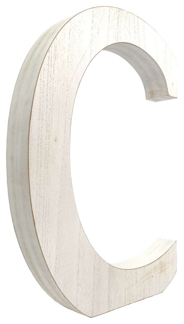 16" Distressed White Wash Wooden Initial Letter C Sculpture - Wall ...