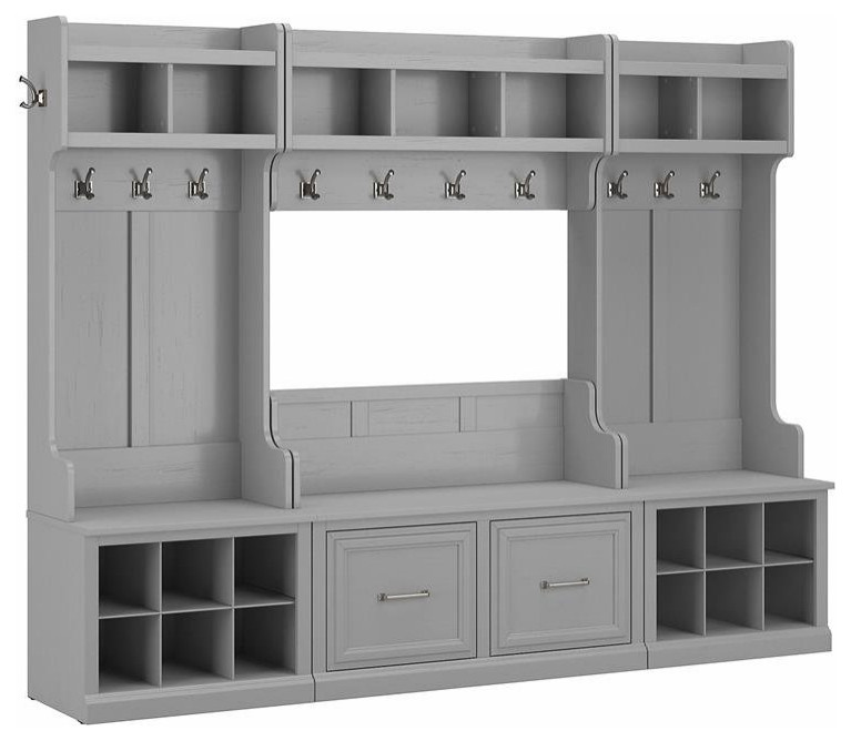 Woodland Full Entryway Storage Set with Doors in Cape Cod Gray ...
