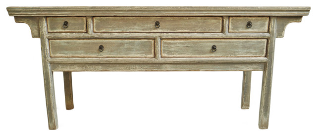 Consigned Vintage Worn Grey Console - Asian - Console Tables - by ...