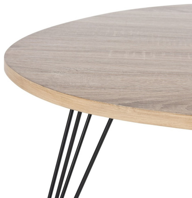 Bia Retro Mid Century Lacquer Coffee Table Oak/ Black - Midcentury ...