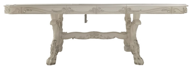 ACME Dresden Wooden Dining Table with Claw Legs in Bone White ...