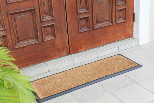 A1HC Natural Coir and Rubber Large Door Mat, Black Border Molded Coir ...