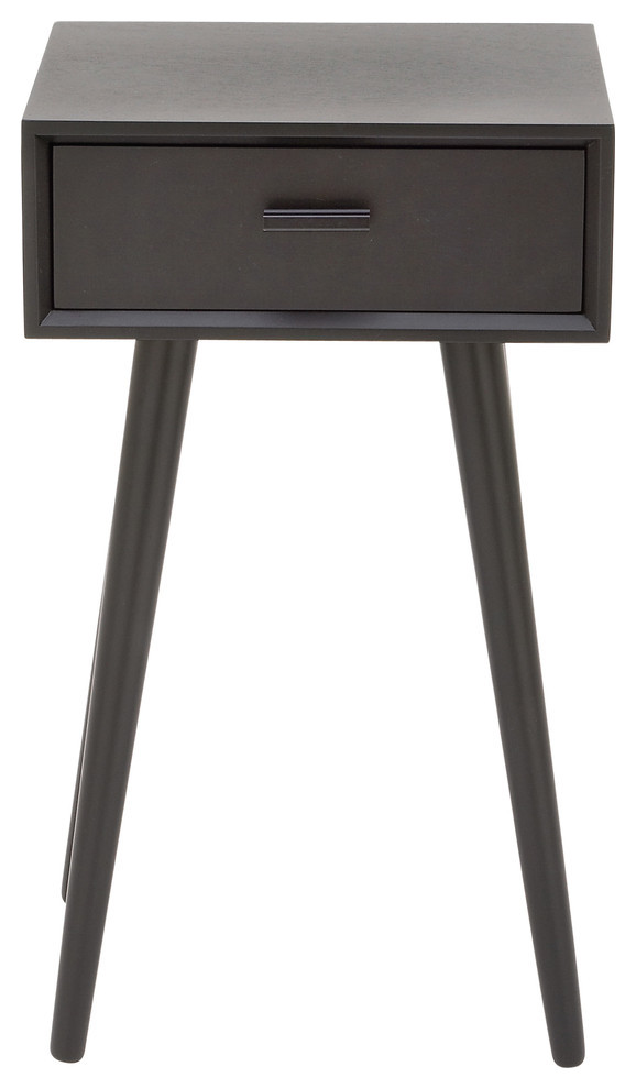 Modern Black Wood Accent Table 96389, 16" x 13" x 28" - Midcentury ...